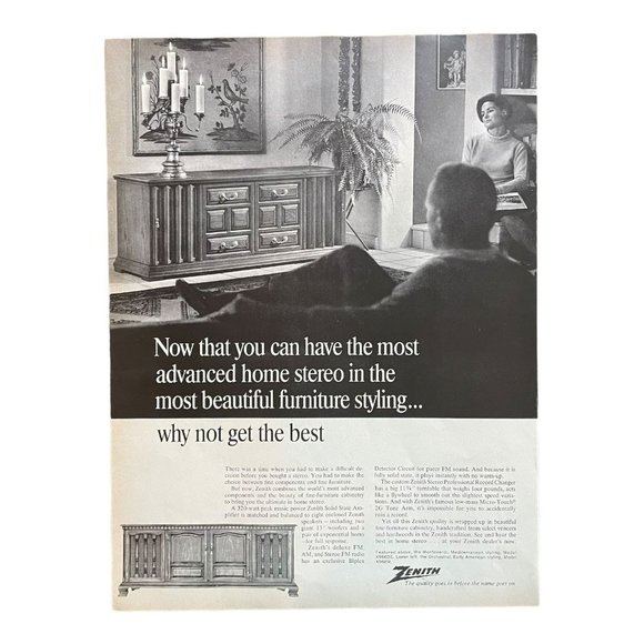 Zenith | Art | 966 Zenith Home Stereo Console Vintage Print Ad Why Not ...